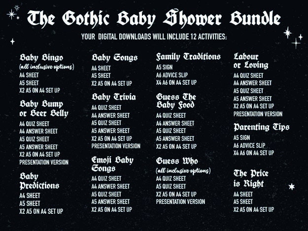 Inclusive Gothic Baby Shower Bundle - Etsy