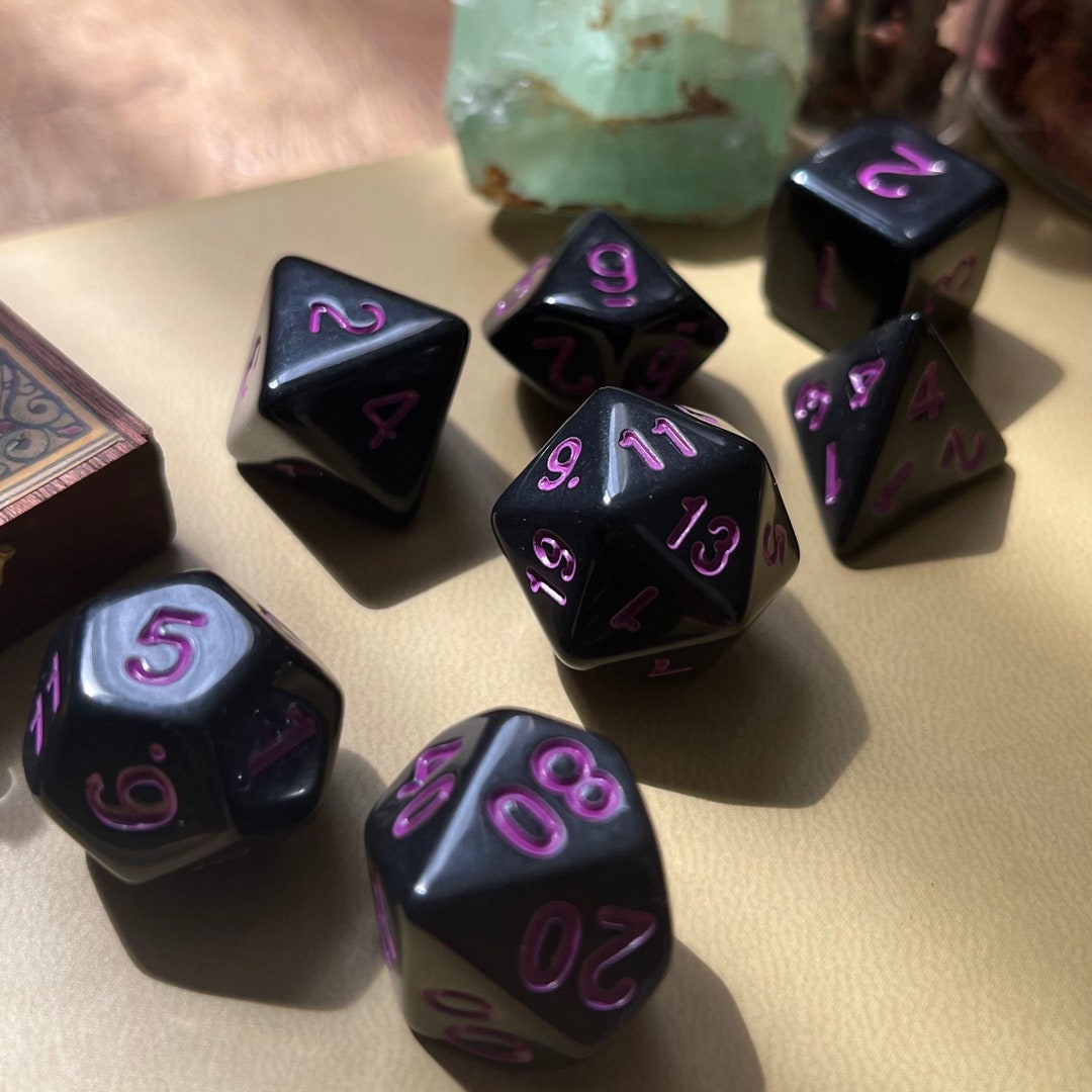 Black and Purple Dungeons and Dragons Dice / Dnd Dice - Etsy