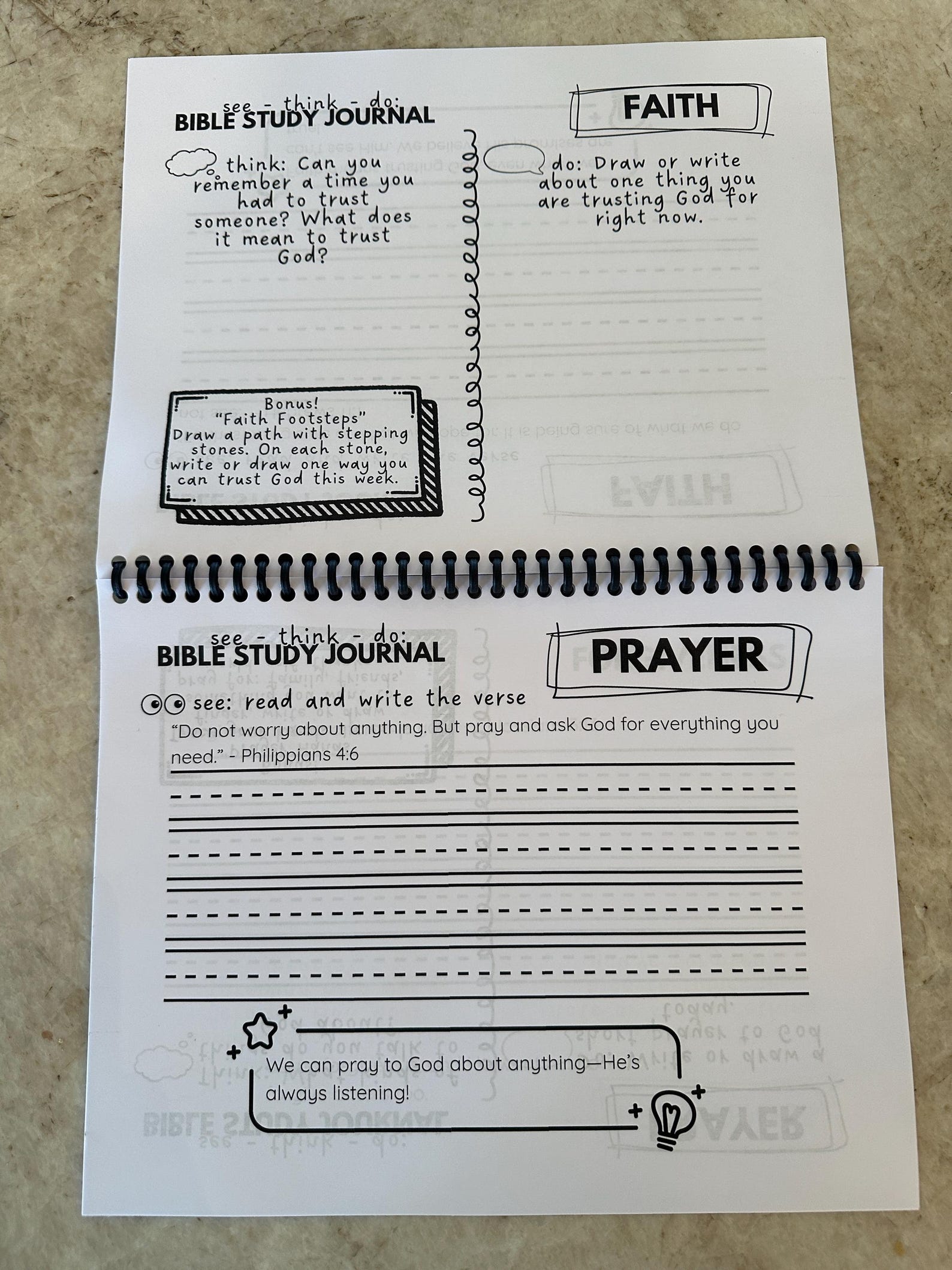 Kids Bible Study Journal: Faith Workbook, Ages 5-10 (digital Download ...
