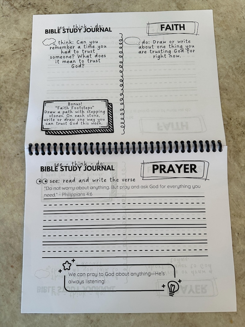 Kids Bible Study Journal: Faith Workbook, Ages 5-10 (digital Download ...