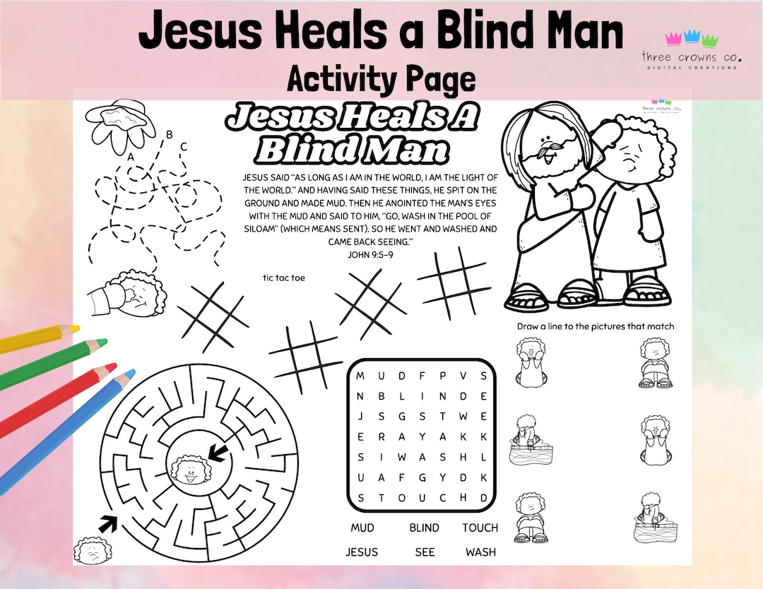 Jesus Heals a Blind Man Printable Activity: Sunday School Lesson (PDF ...