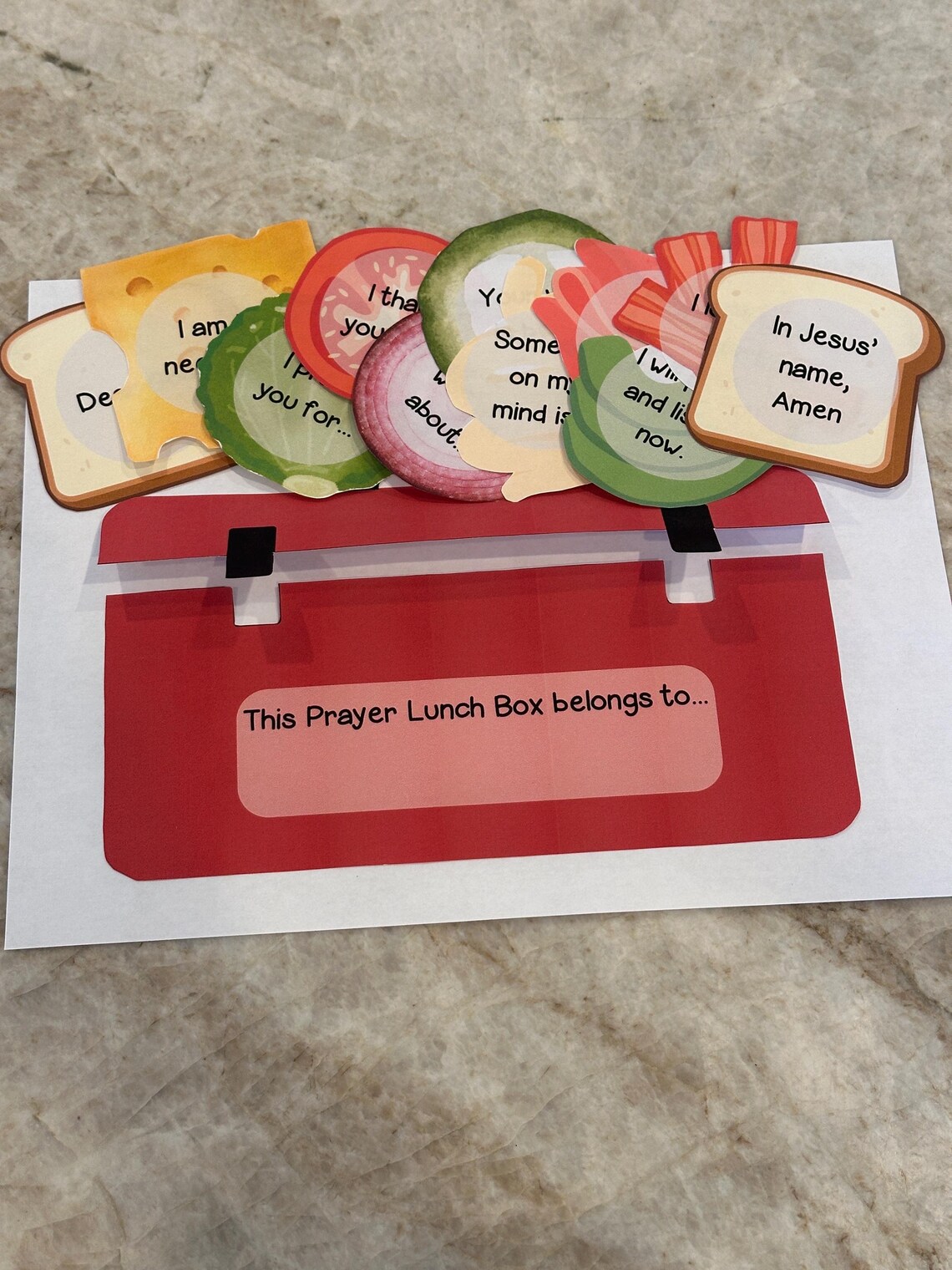 Prayer Sandwich Lunch Box: Christian Kids Activity (PDF Pattern) - Etsy