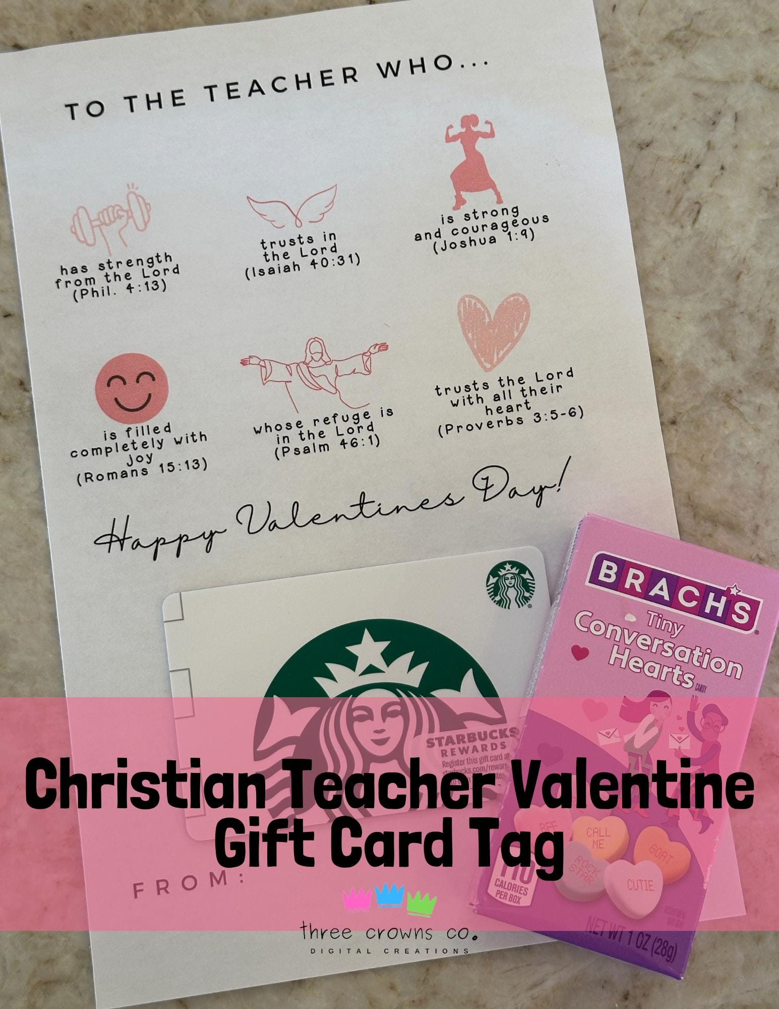 Teacher Valentine Gift Card Printable Teacher Valentine Christian ...