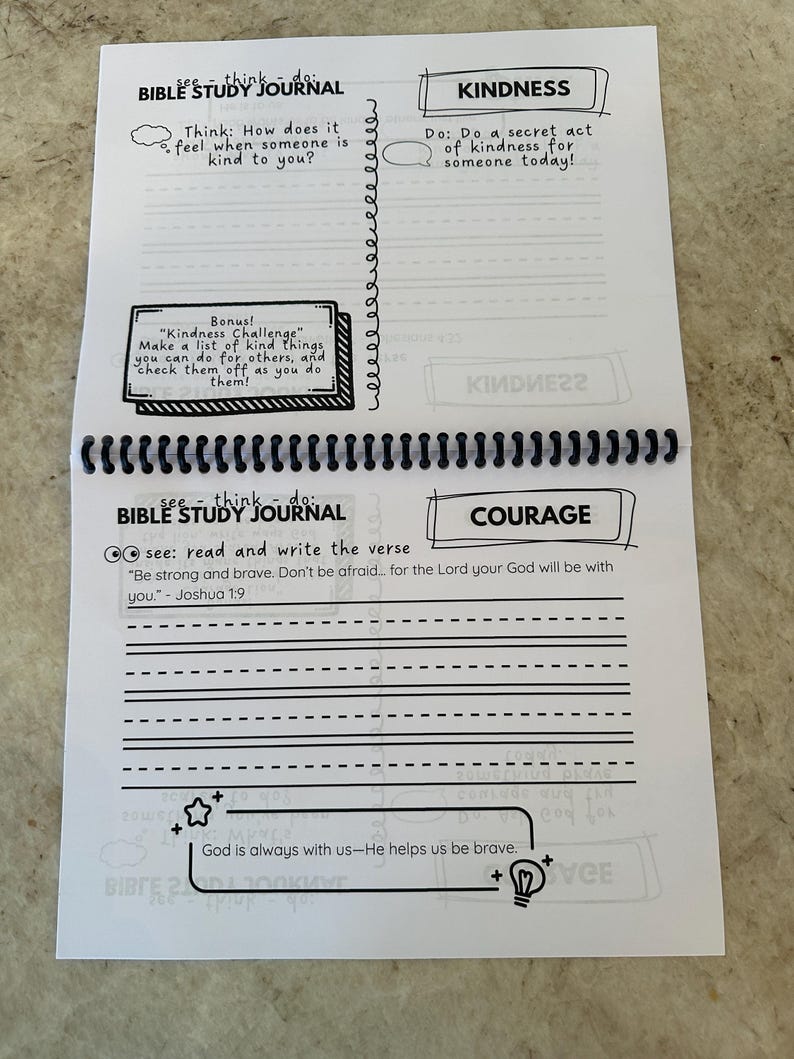 Kids Bible Study Journal: Faith Workbook, Ages 5-10 (digital Download ...