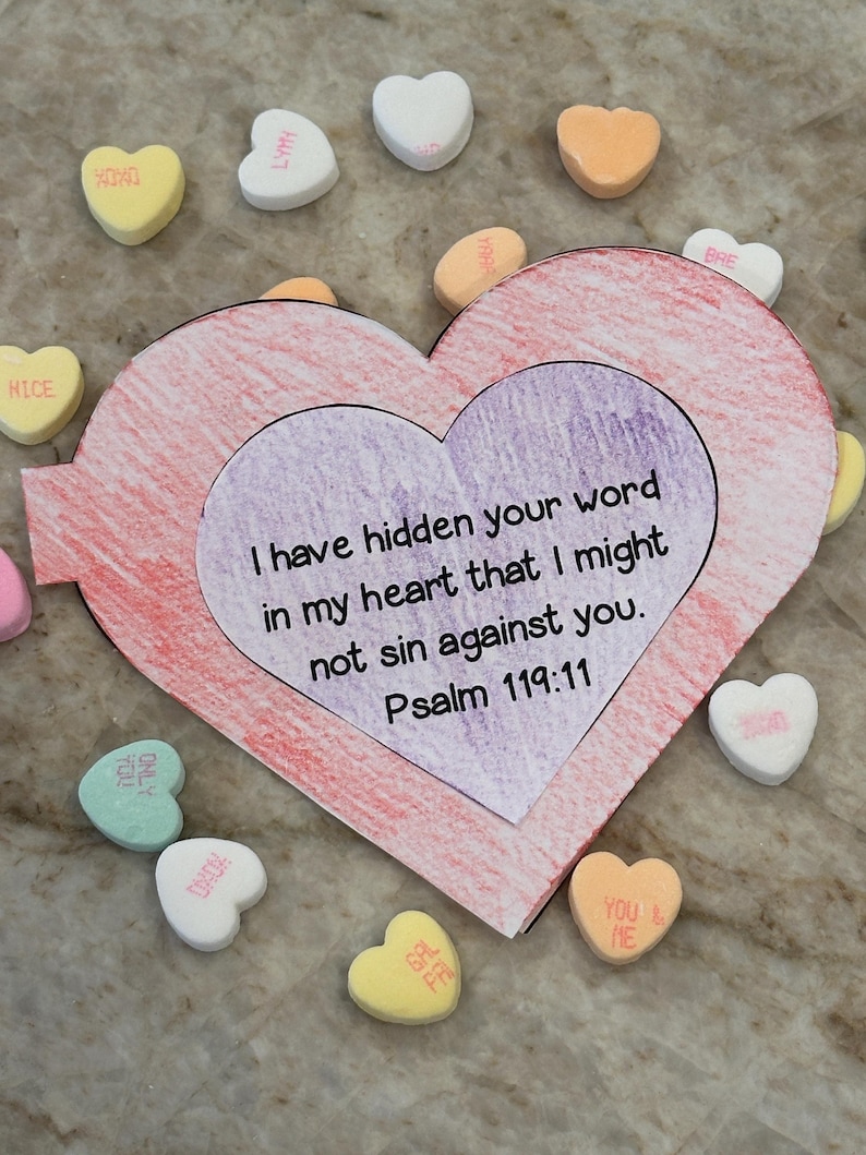 Hidden Your Word Heart – Psalm 119:11 Folding Valentine Craft ...