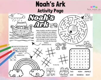 Noah's Ark Activity Placemat, Coloring Placemat, Christian Kids ...