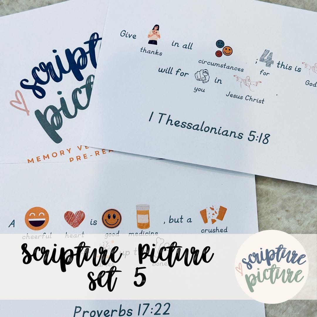 Scripture Pictures Set 5 – Christian Memory Verse Cards | Bible Verse ...
