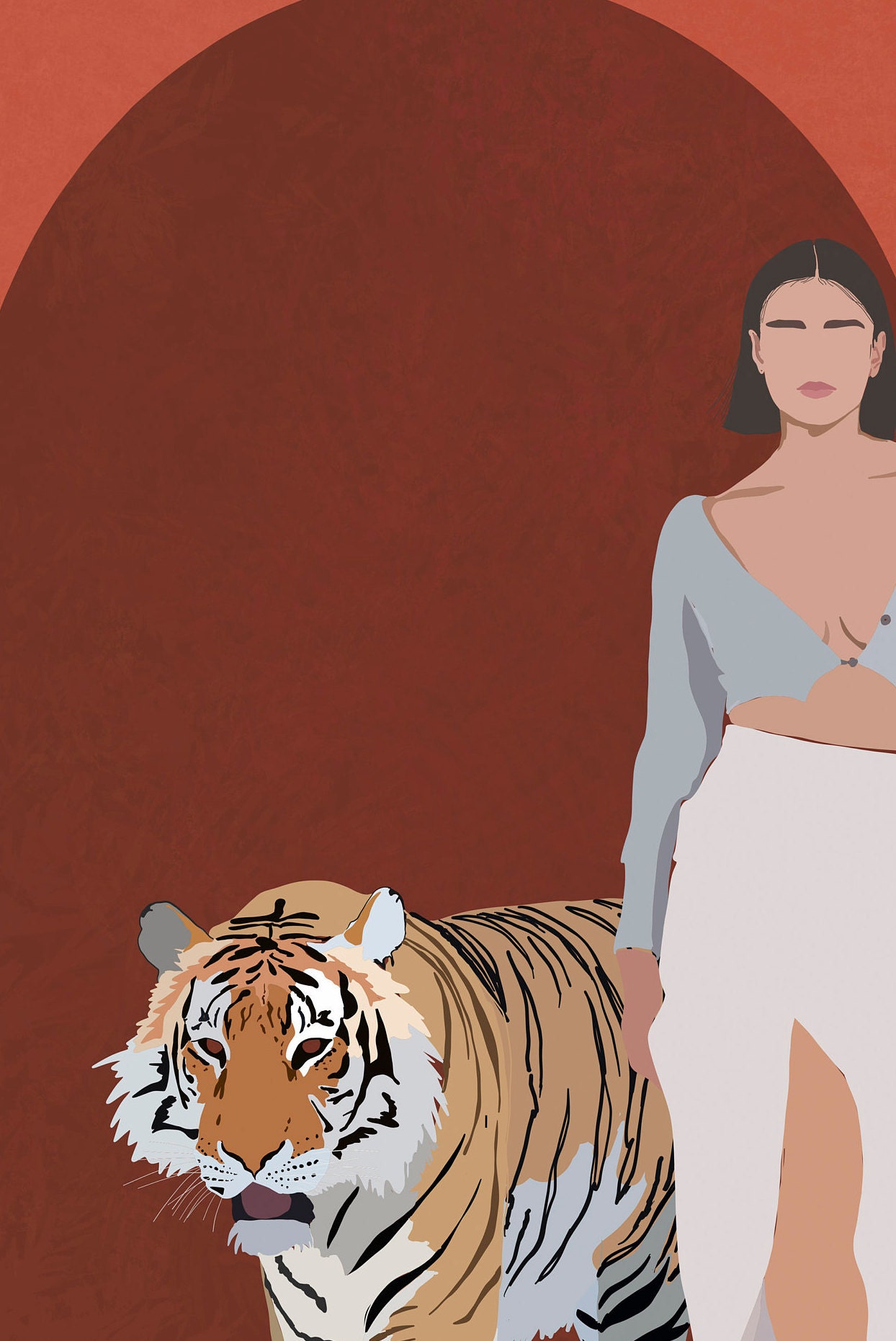 Tiger Woman Art Print Big Cat Poster Empowered Female - Etsy