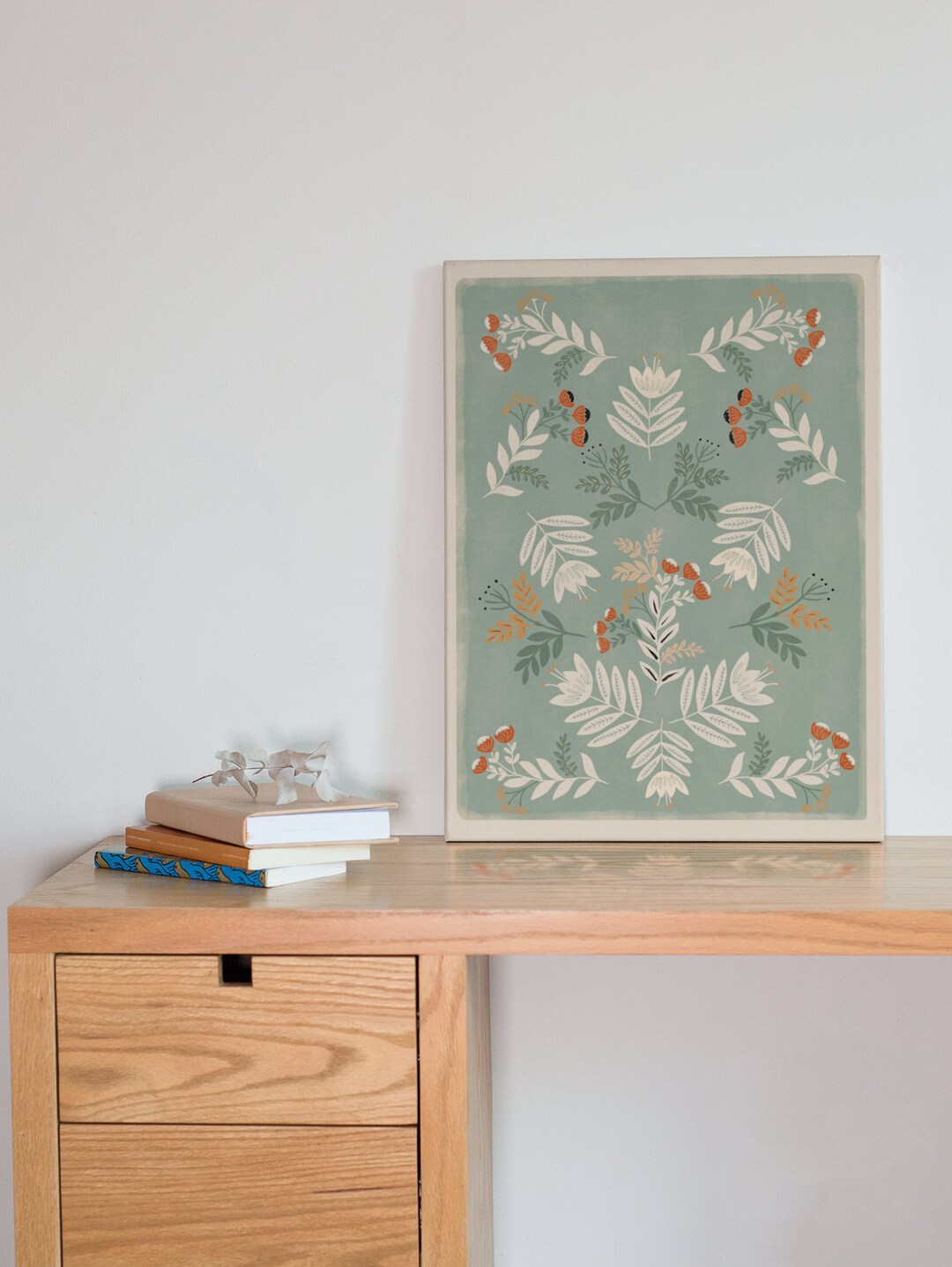 Floral Botanical Poster | Scandinavian Folk Art | Modern Farmhouse ...