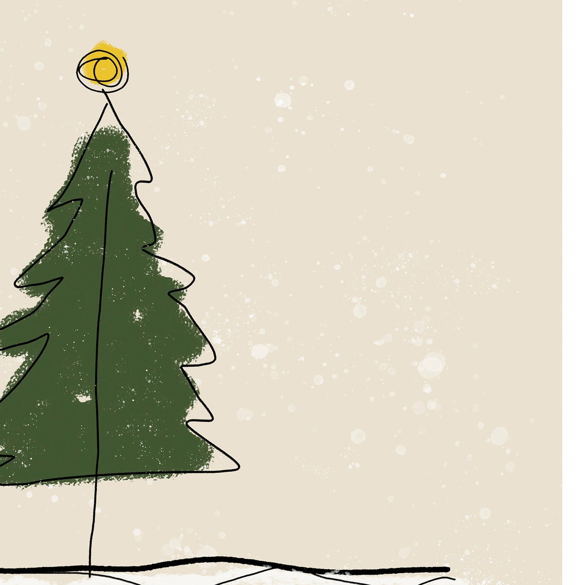 Minimal Christmas Tree With Star Wall Art, Holiday Print, Contemporary ...