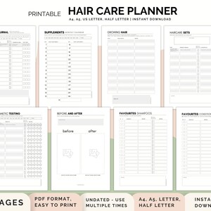 Haircare Planner, Printable Hair Care Planner, Home Haircare Journal ...