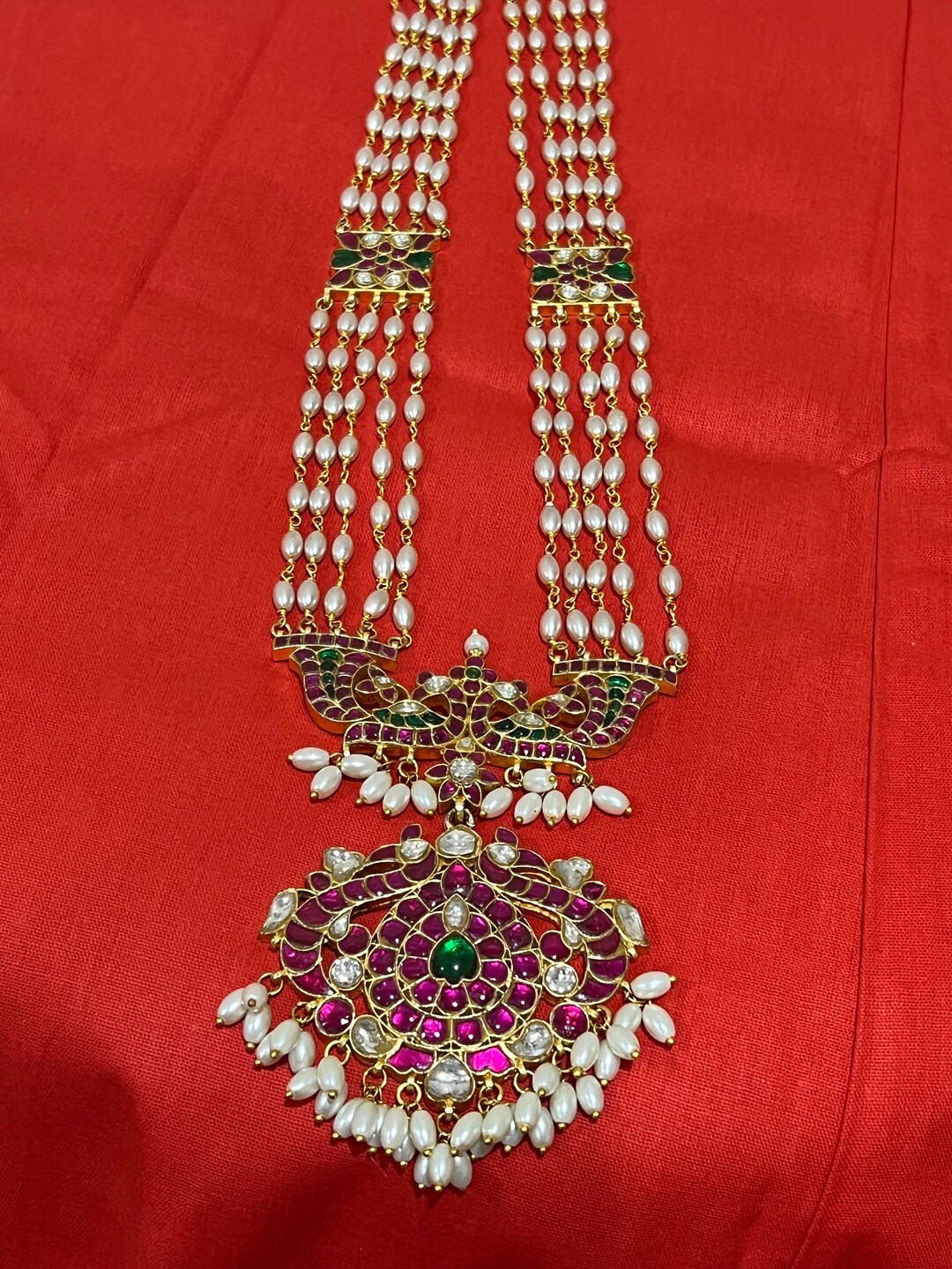 Beautiful Grand Looking Jadau Long Mala With and With Rice Beads ...