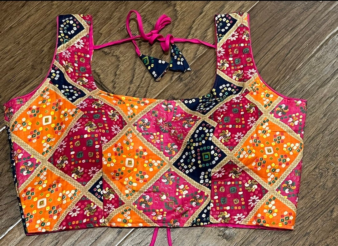 Multi Color Bhandini Printed Readymade Saree Blouse - Etsy
