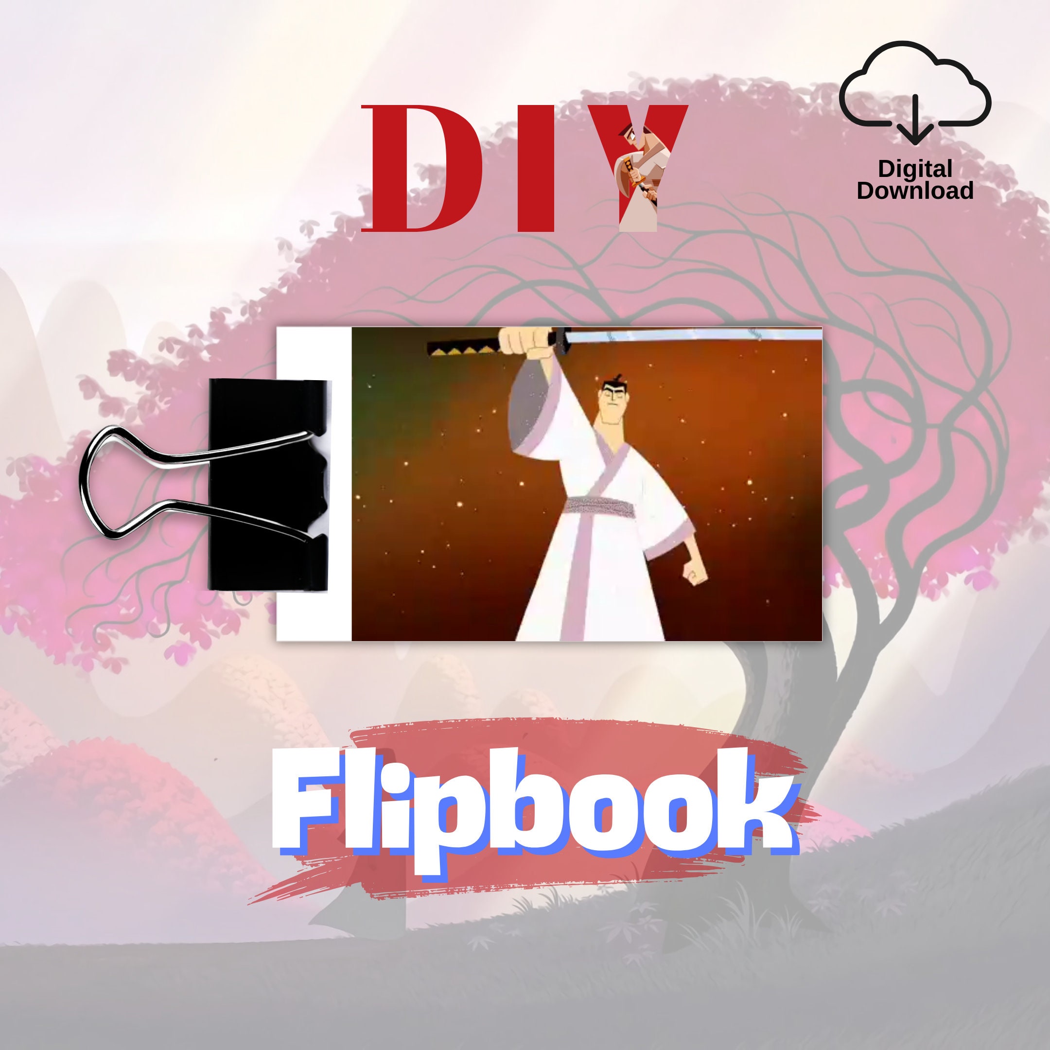 Digital DIY Flipbook | Samuray Jack GIF | Printable Animated Instant Download Flip Book for Kids ...