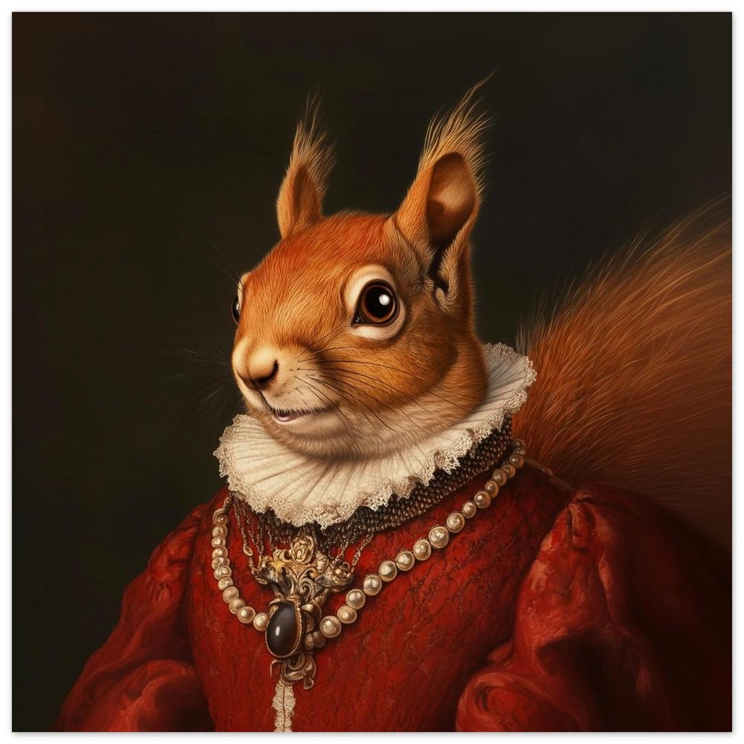 Tudor Squirrel, Squirrel Art, Squirrel in Clothes, Vintage Portrait ...