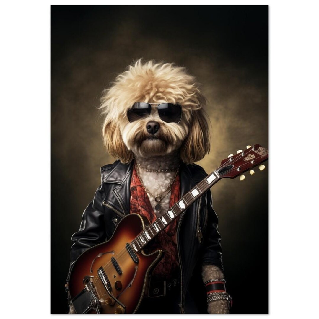 Guitar, Labradoodle, Dog Singer, Dog Art, Rock Guitar, Cockapoo, Dogs ...