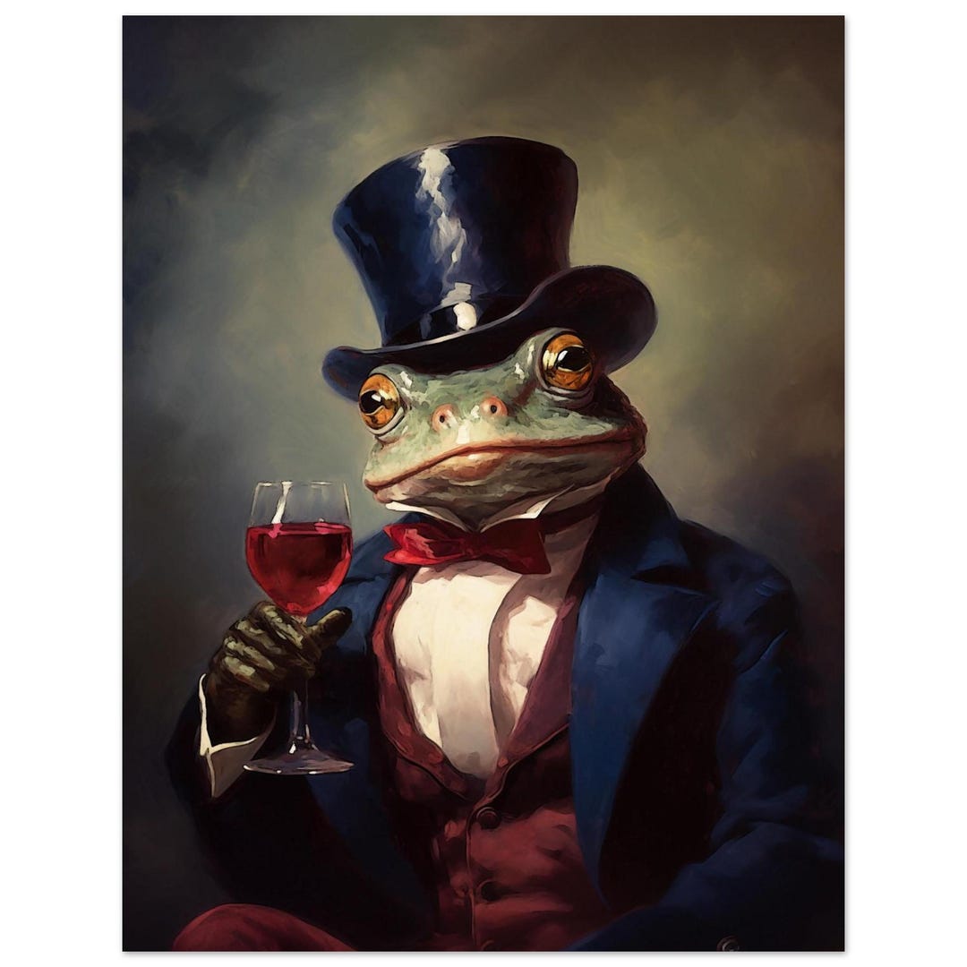 Victorian Frog Portrait Art Print: Funny Wine Lover Gift - Etsy