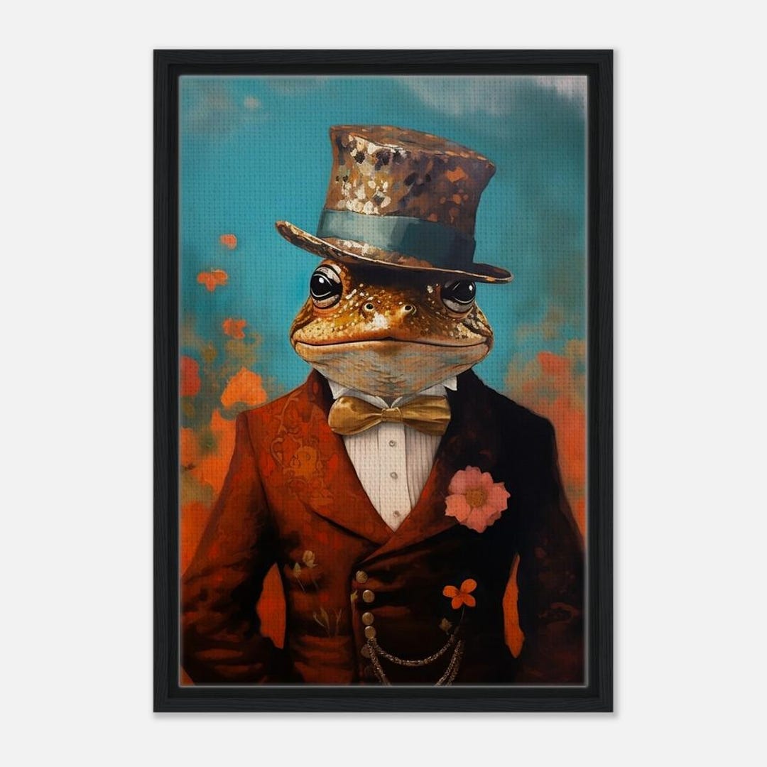 Toad Art, Framed Canvas, Digital Art, Toad, Victorian Portrait, Vintage ...