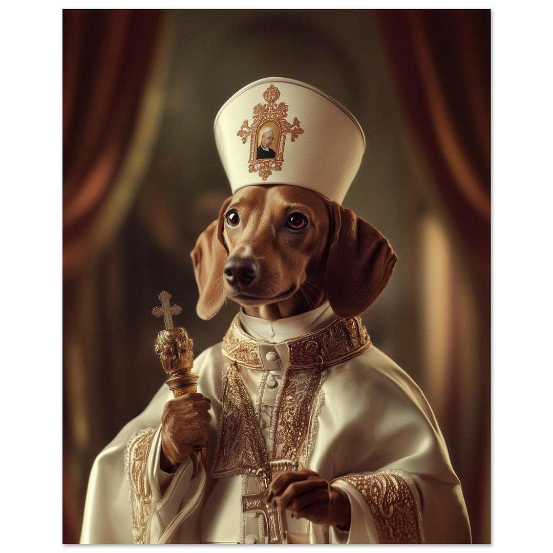 Dachshund Dog Dressed as Pope Art Dachshund Pope Dog as New Pope Wall ...