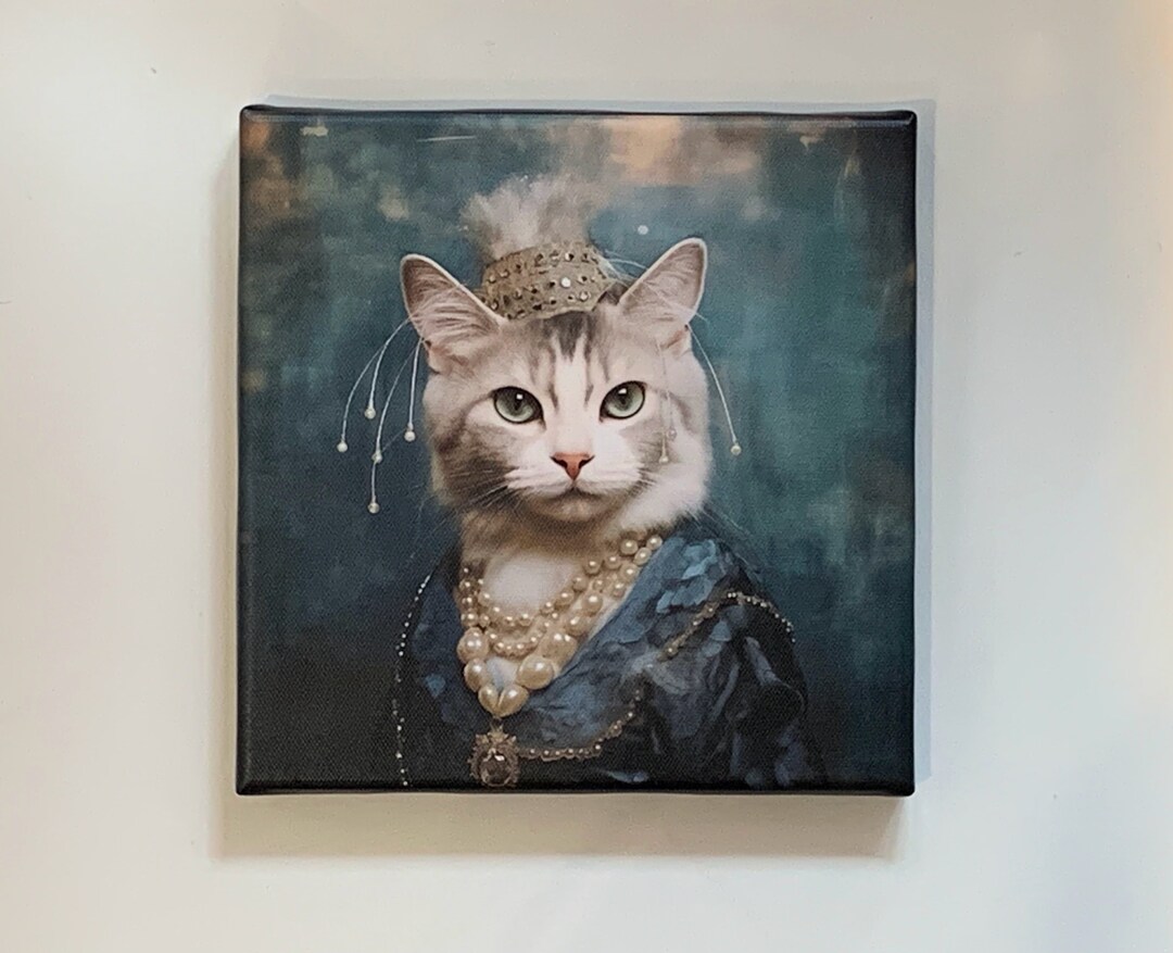 Daisy, Flapper Cat, Cat Art , Renaissance Portrait , Home Decor, Canvas ...