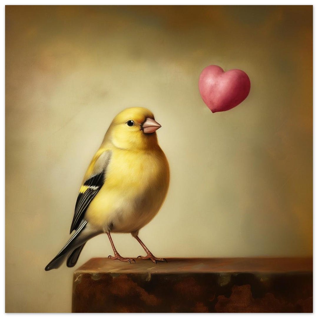 Heart and Lovebird, Bird Art, Heart Art, Valentines Art, Romantic, Pink ...