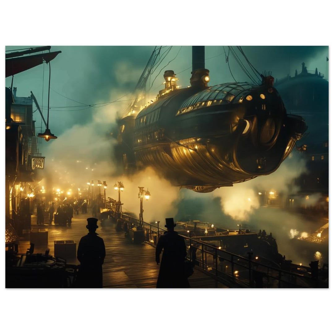 Steampunk Harbour, Wall Art, Victorian Scene - Etsy