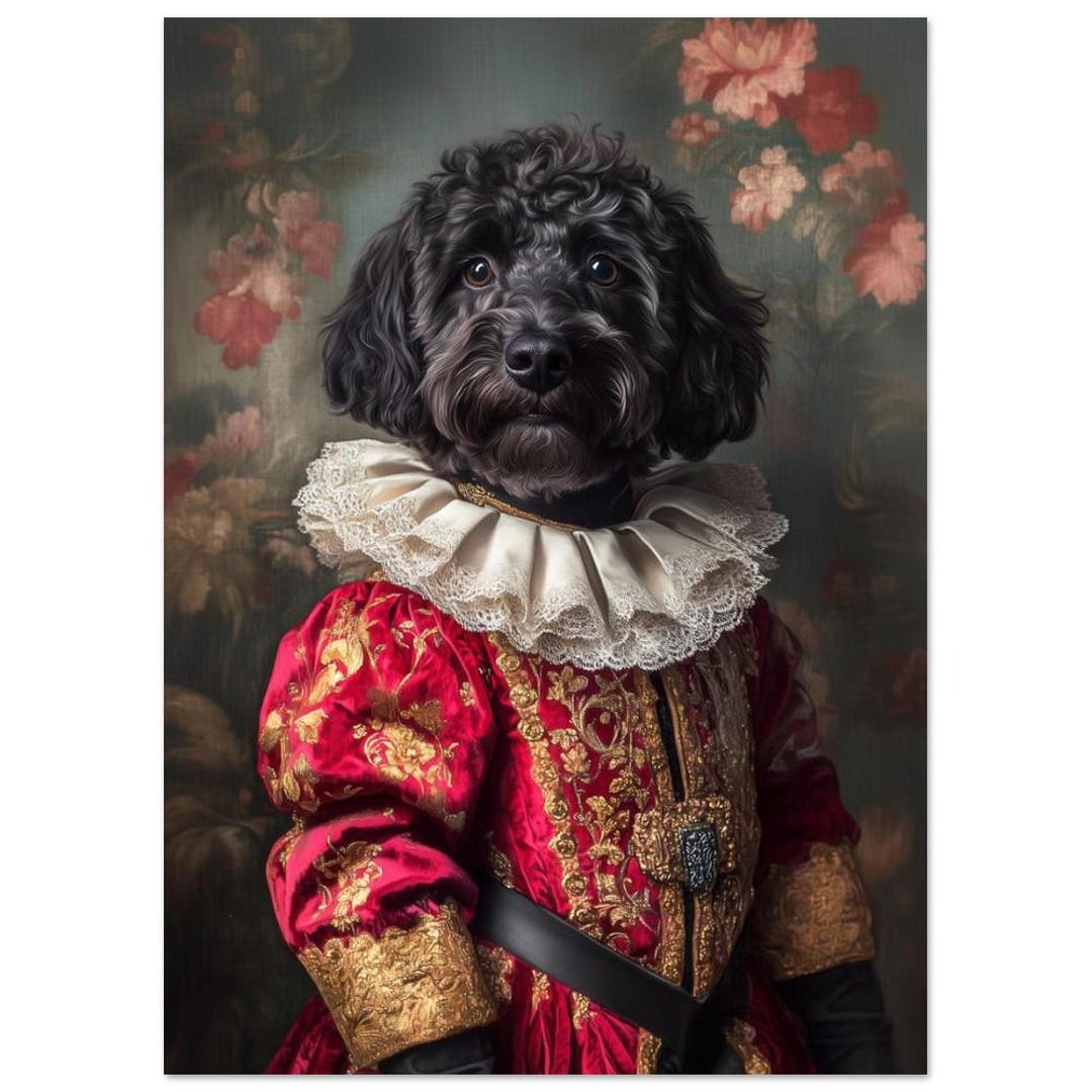 Cockapoo Art Print Black Dog Portrait Wall Art Labradoodle in Vintage ...