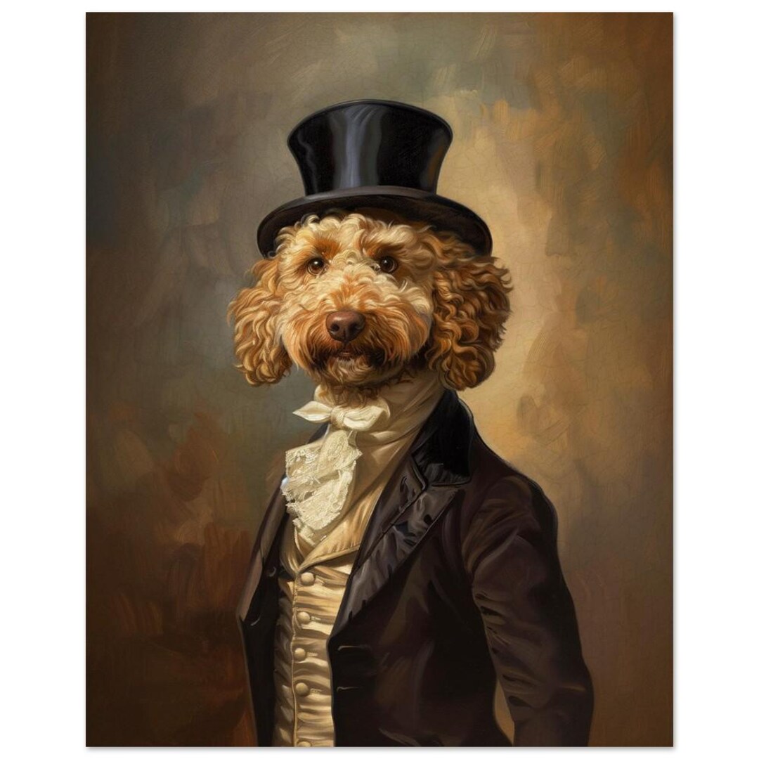 Cockapoo Dog Print Portrait Wall Art Labradoodle Dog Digital Painting ...