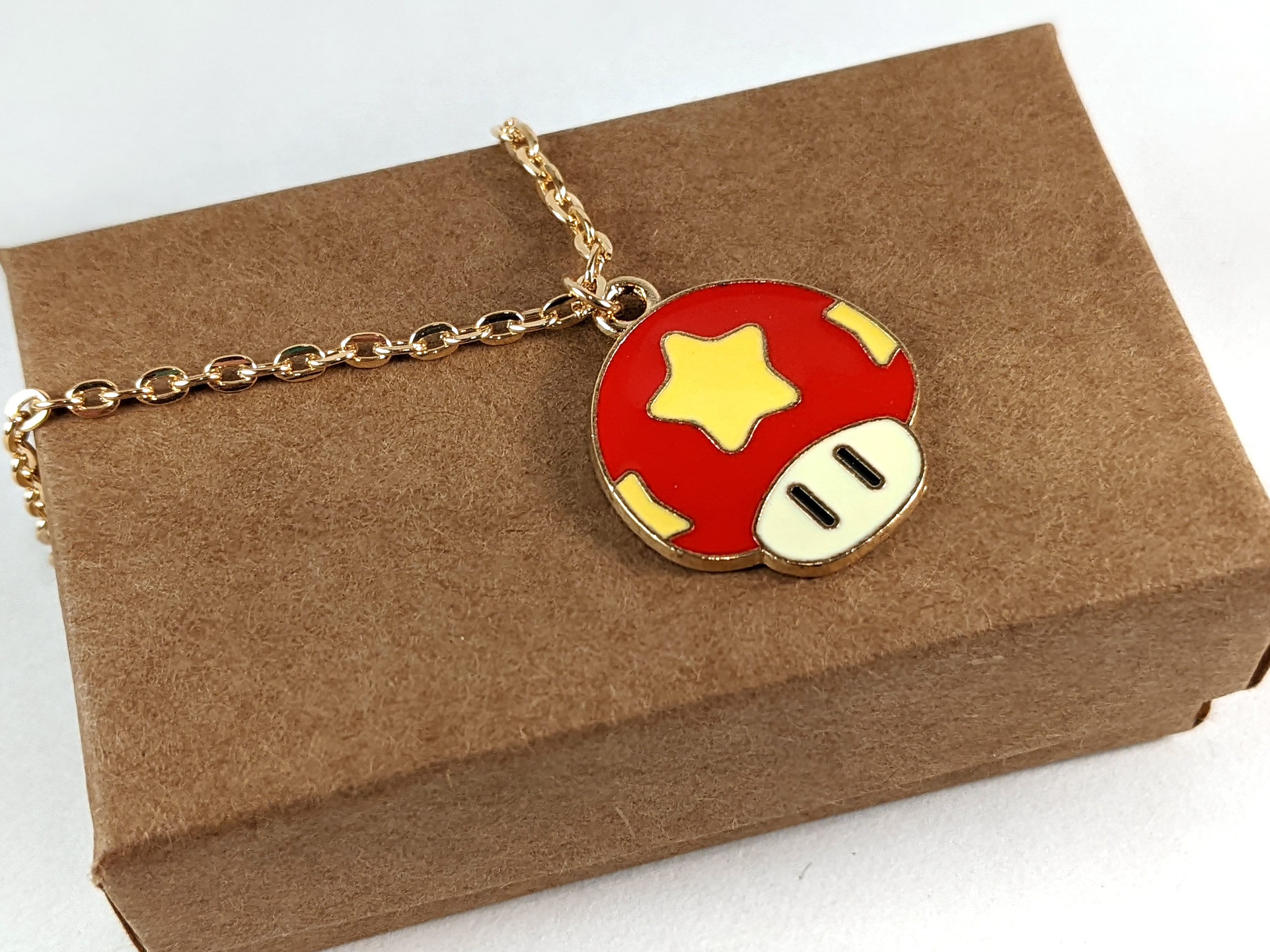 Fun Super Mario Star Mushroom Necklace - Etsy