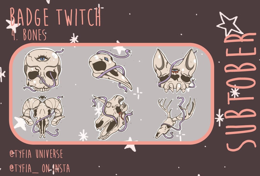 BADGES TWITCH - BONES- Halloween Badges - Bones- Subtober - Witch ...