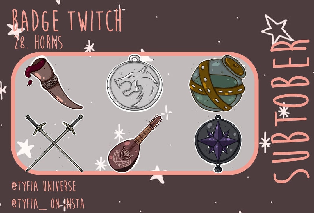 BADGES TWITCH - HORNS - Halloween Badges - Subtober - the Witcher ...