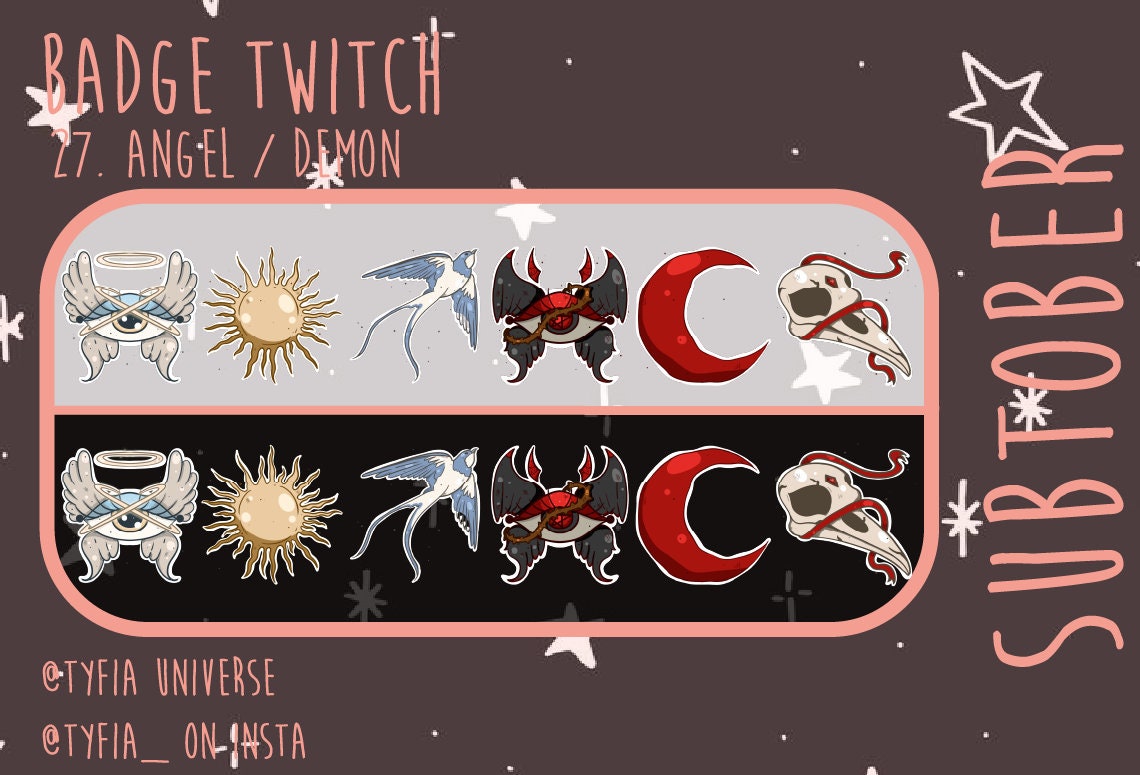 BADGES TWITCH ANGEL Halloween Badges Subtober Demon Badges Angel ...