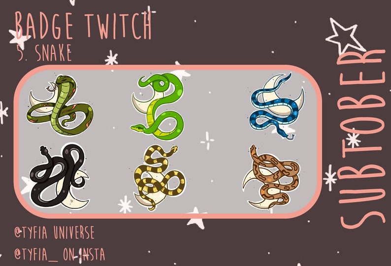 BADGES TWITCH - SNAKE - Halloween Badges - Snake - Subtober - Witch ...