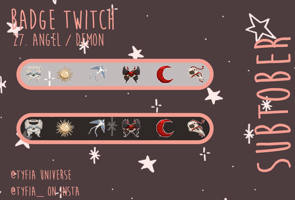 BADGES TWITCH ANGEL Halloween Badges Subtober Demon Badges Angel ...