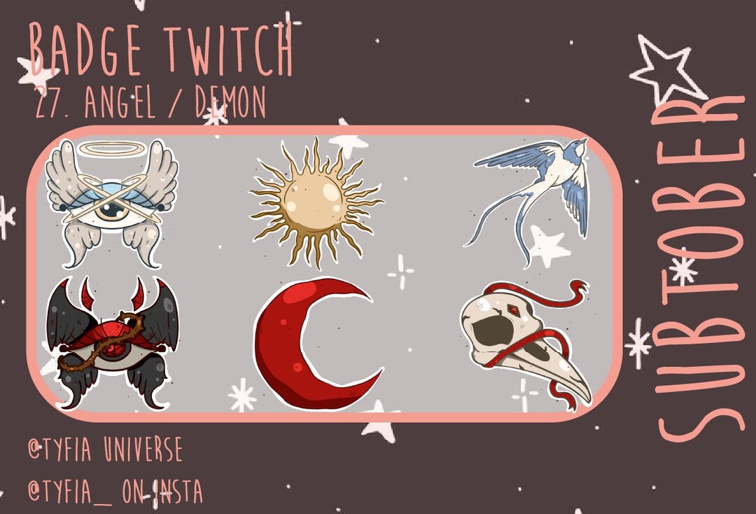 BADGES TWITCH - ANGEL- Halloween Badges - Subtober - Demon Badges ...