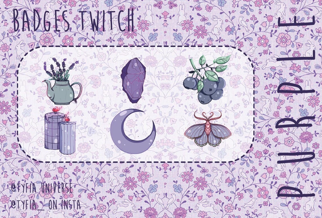 TWITCH BADGES - PURPLE - Cottagecore Badges - Cute Badges - Aesthetic ...