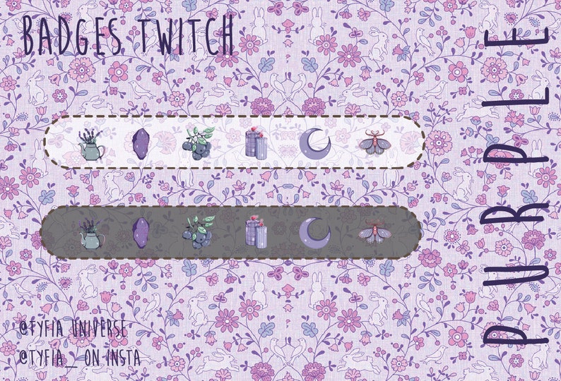 TWITCH BADGES - PURPLE - Cottagecore Badges - Cute Badges - Aesthetic ...