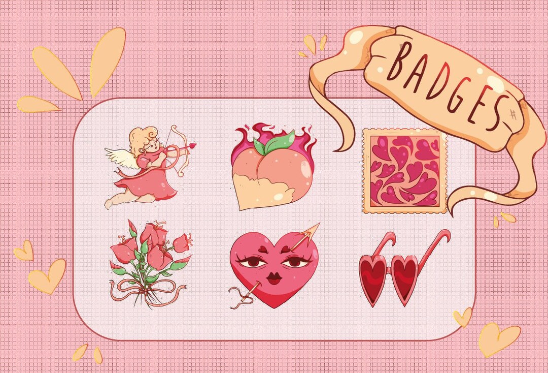 TWITCH BADGES - LOVE - Love Badges - Subtober - Kawaii Badges - Cupid ...