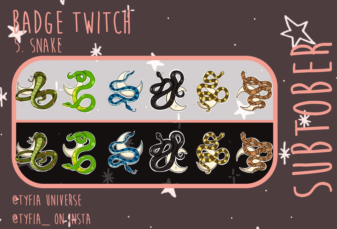 BADGES TWITCH - SNAKE - Halloween Badges - Snake - Subtober - Witch ...