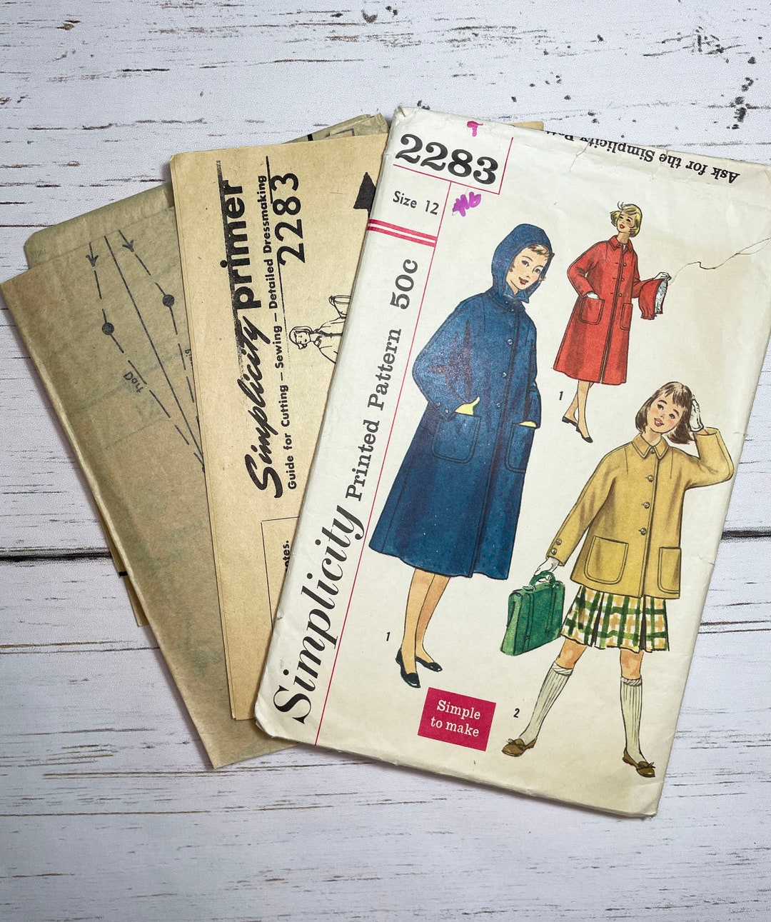 Simplicity 2283 - Girls Size 12, Chest 20 - Counted & Complete - 1960's ...