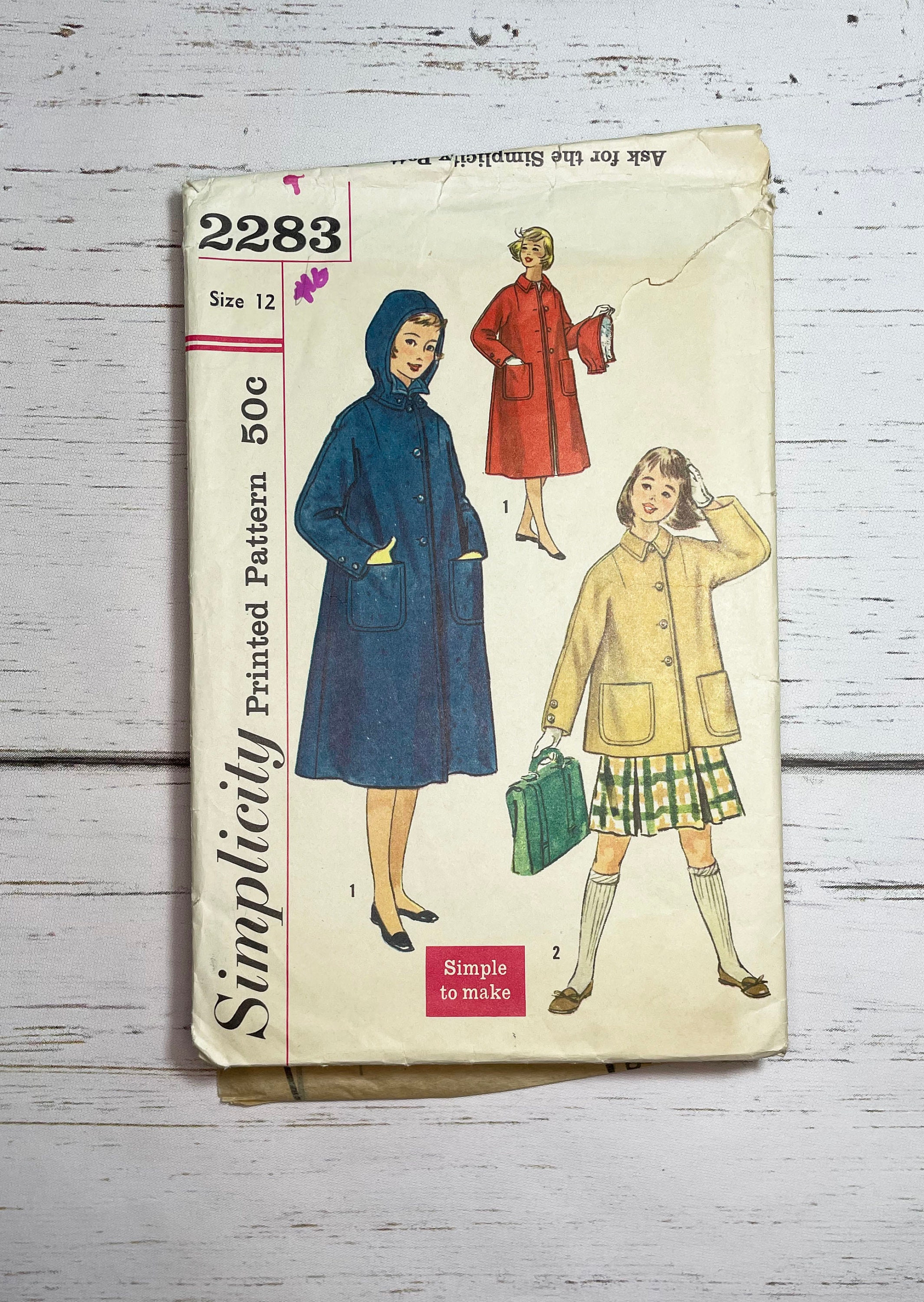 Simplicity 2283 Girls Size 12, Chest 20 Counted & Complete 1960's ...