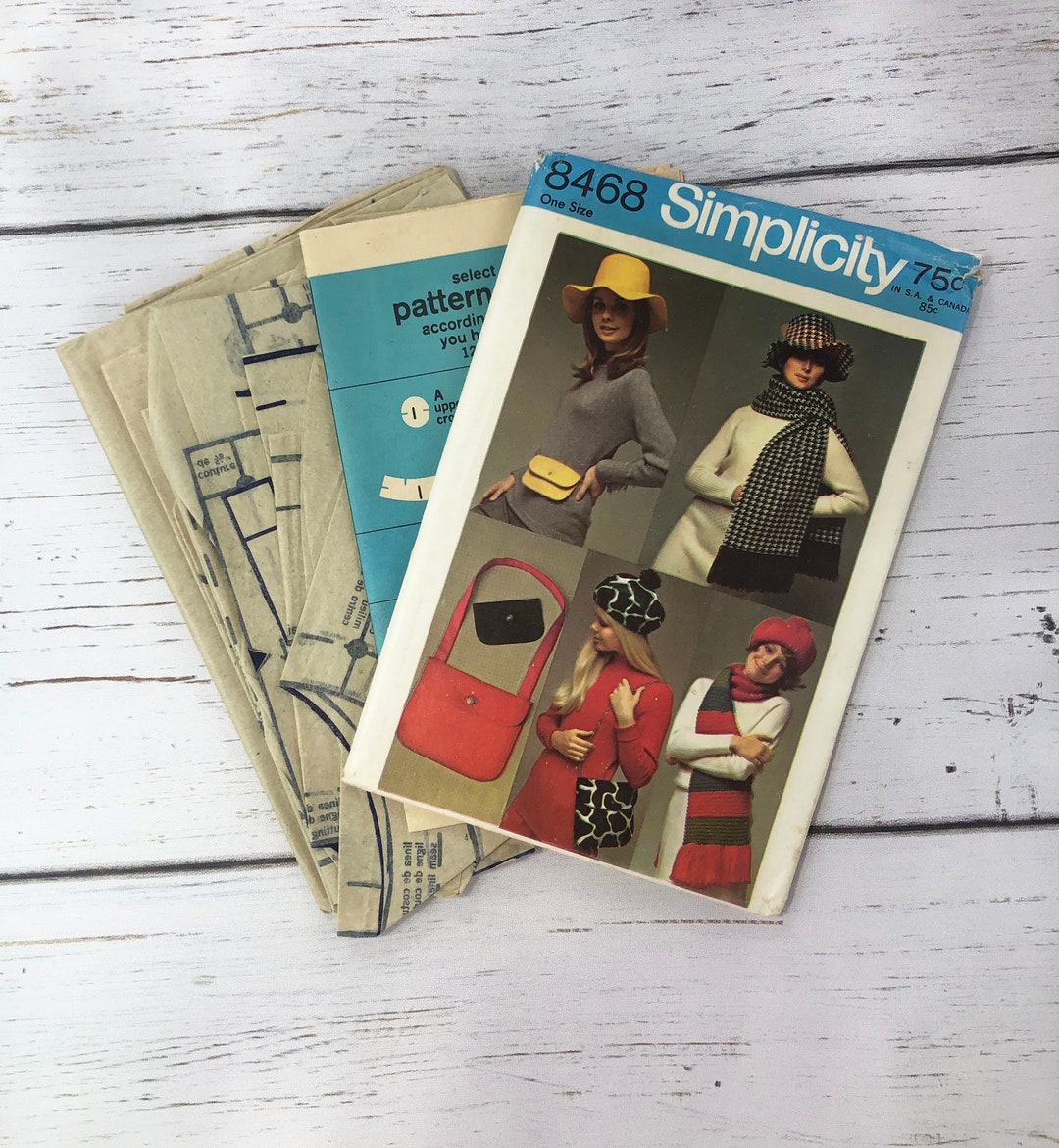 Simplicity 8468 - 1960's Accessories Vintage Pattern - Hat, Bags, Beret ...