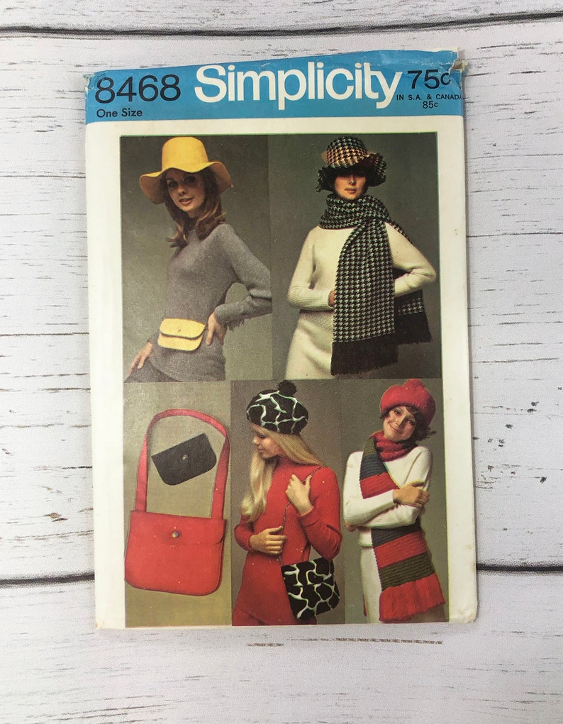 Simplicity 8468 - 1960's Accessories Vintage Pattern - Hat, Bags, Beret ...