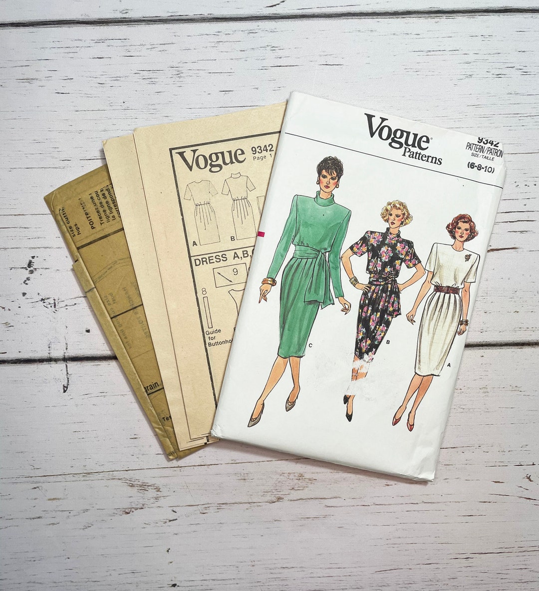 Vogue 9342 - Sizes 6-8-10 Factory Folded 1980's Vintage Pattern ...