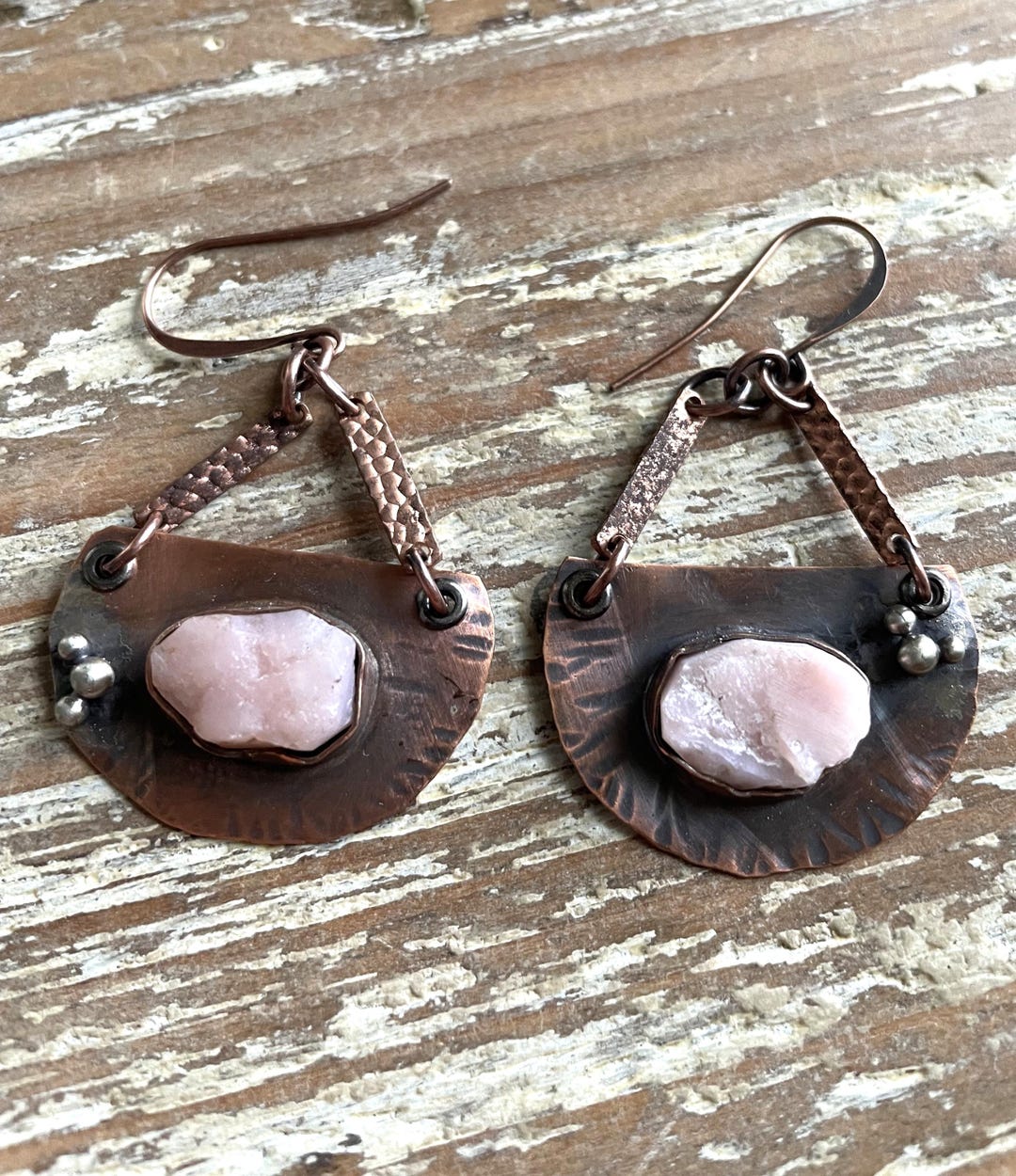 Pink Opal Shield Earrings - Etsy