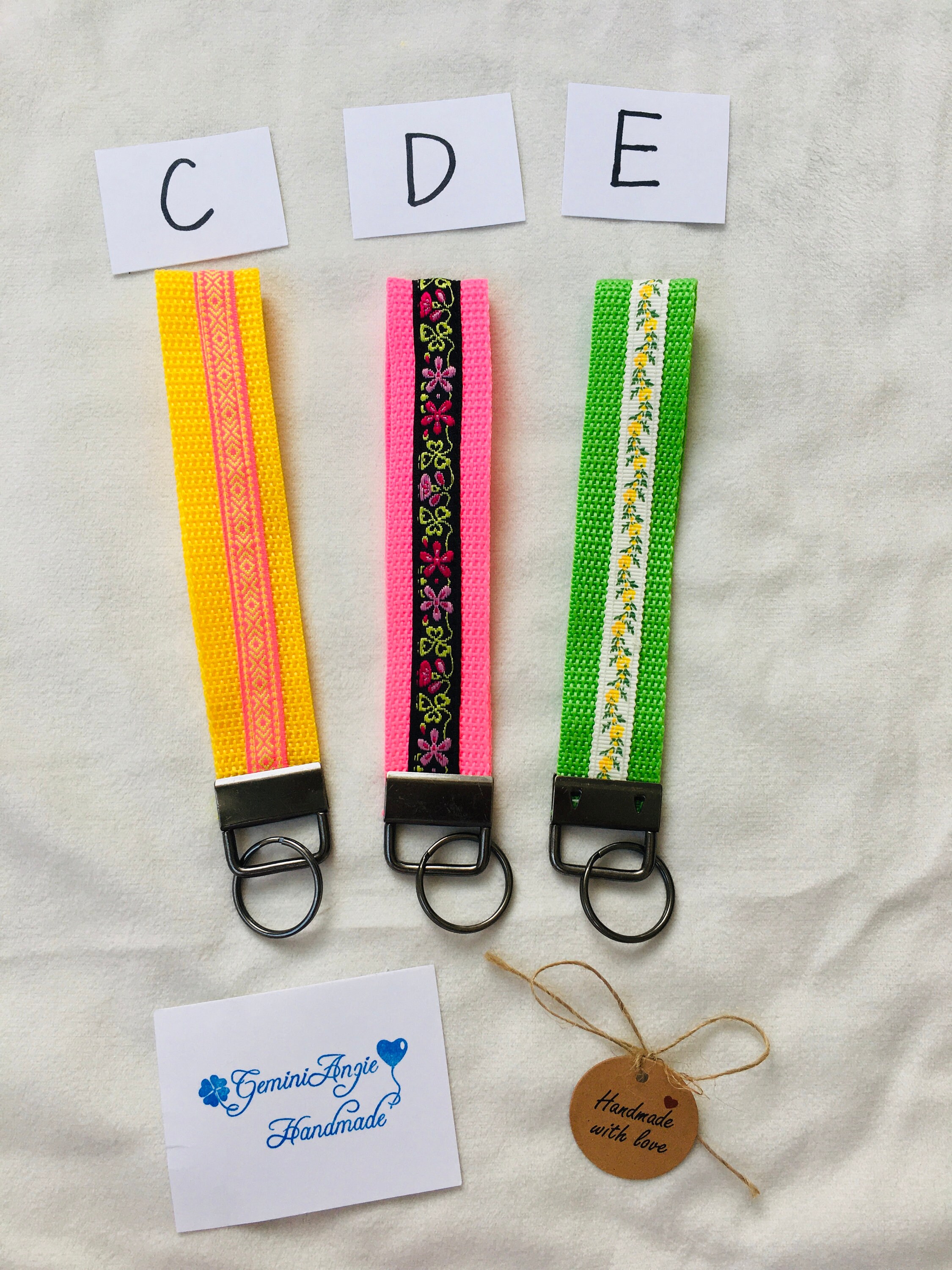 Multicolor ribbon key fob key wristlet fabric key ring | Etsy