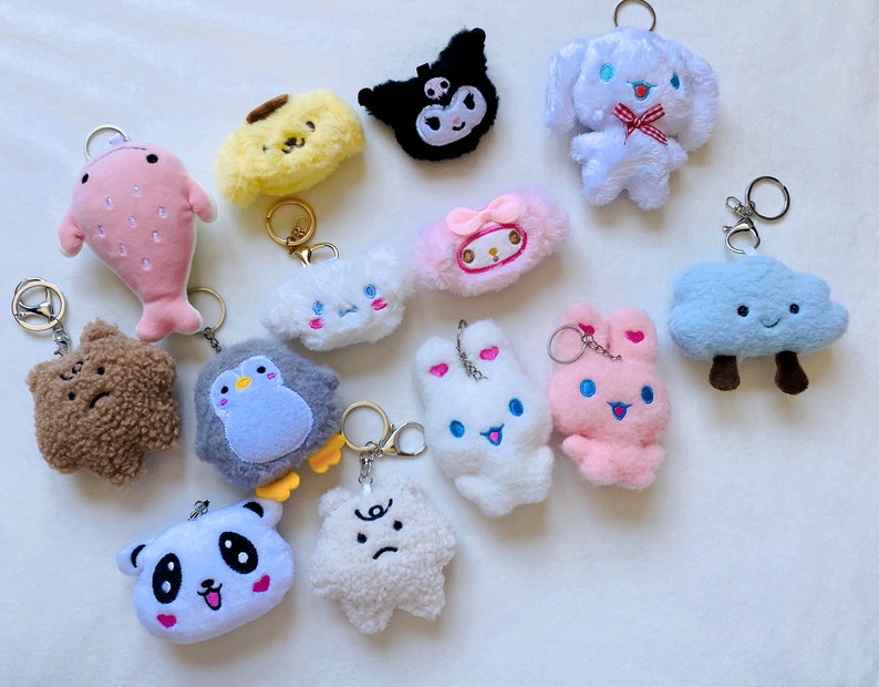 Cute Bunny/puppy/cloud/whale Plush Keychainkawaii Accessory - Etsy