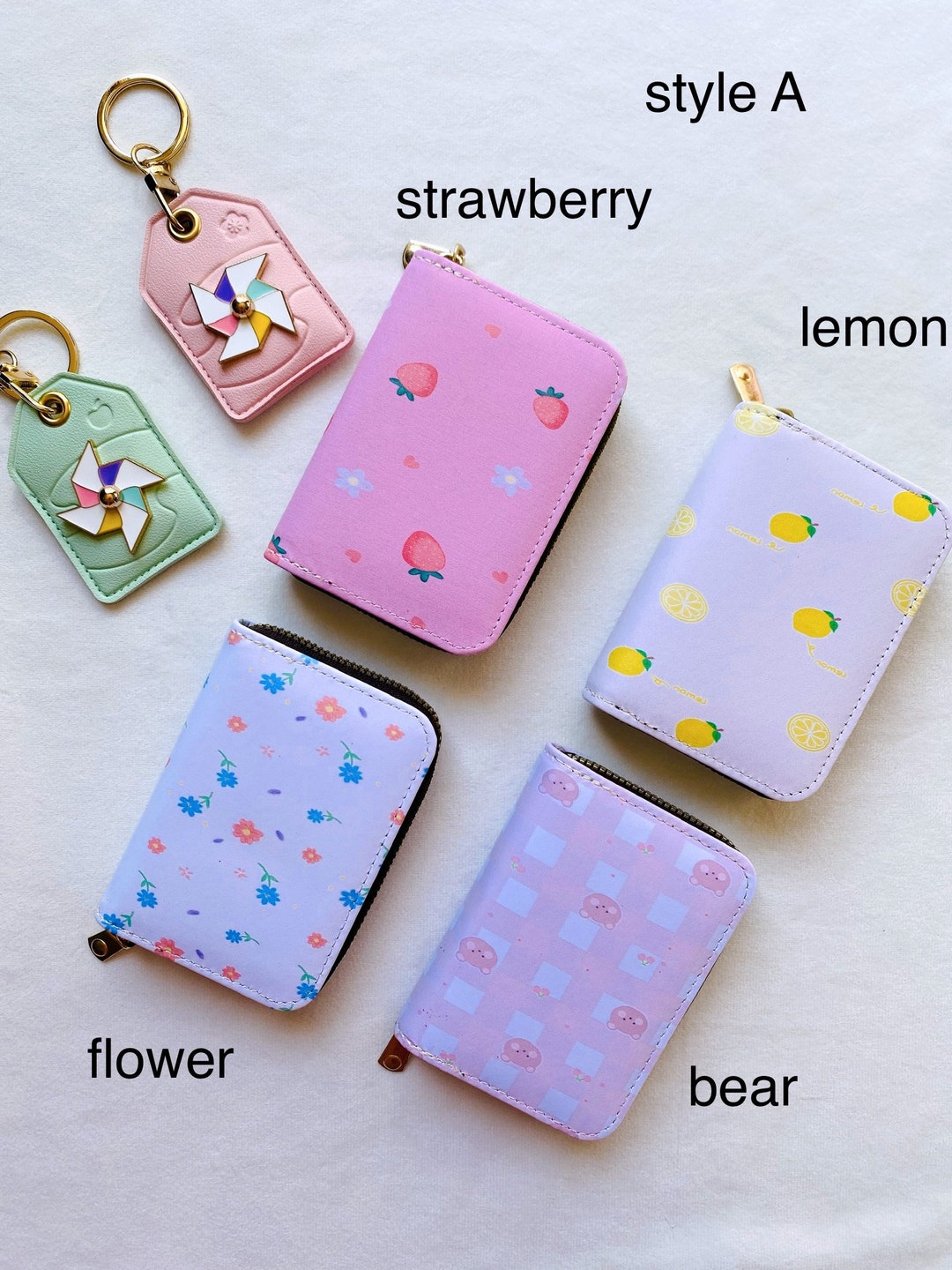 4.5"*3" Cute Strawberry/lemon/bear/flower Keychain Wallet, Kawaii Coin ...