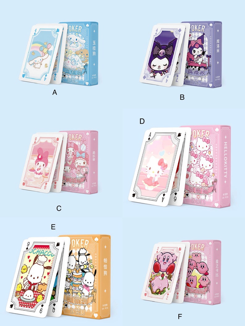 Cute Anime 54 Playing Cards, Kawaii Poker Cards,poker Deck Cards,card ...