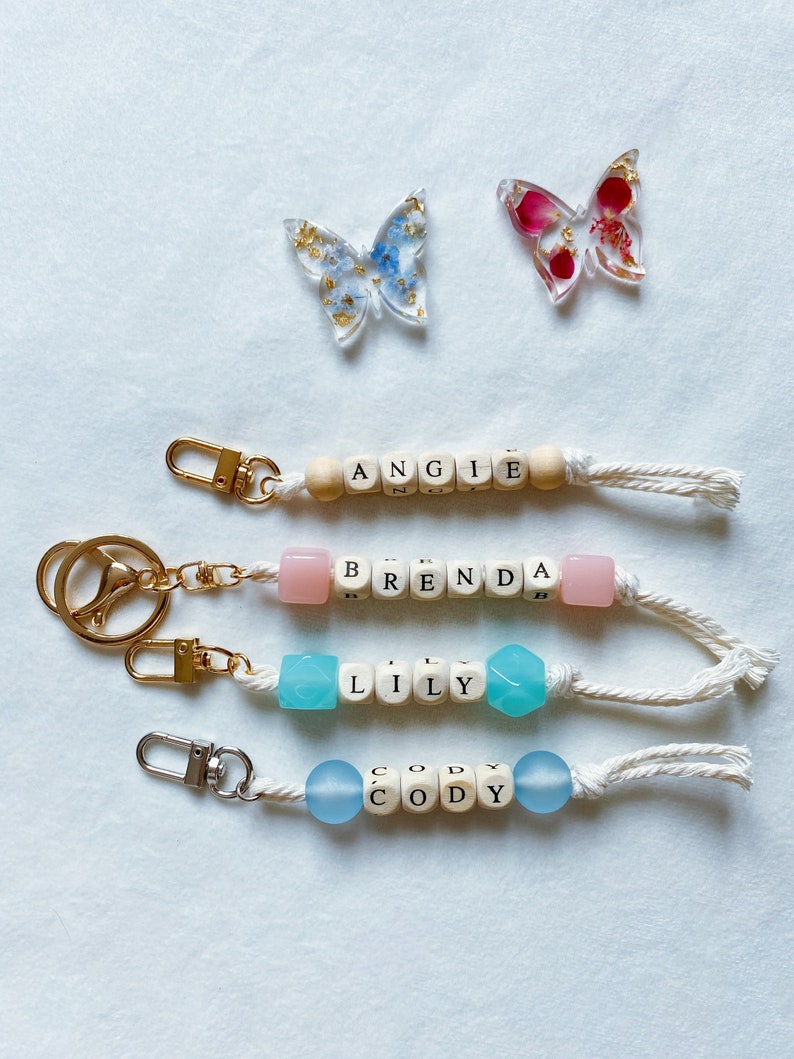 Colorful Name Bead Keychain,kids Backpack Keychain,diaper Bag Tag ...